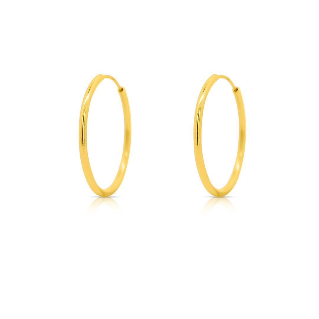 20.5mm 14K Solid Gold Thin Hoop Earrings On Hidden Wire Closure – ASSAY