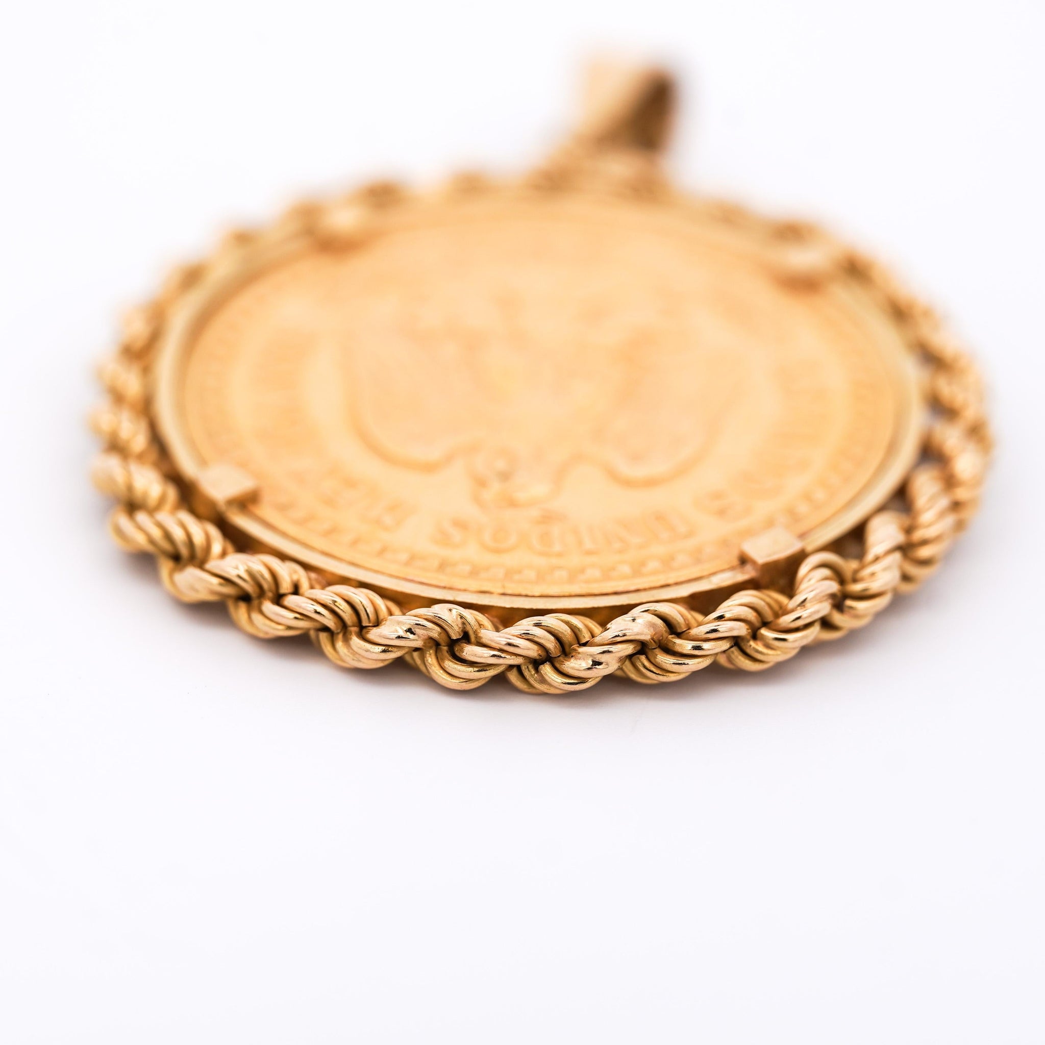 22K Gold 50 Peso Mexican Coin and 18K Gold Rope Frame Pendant – ASSAY