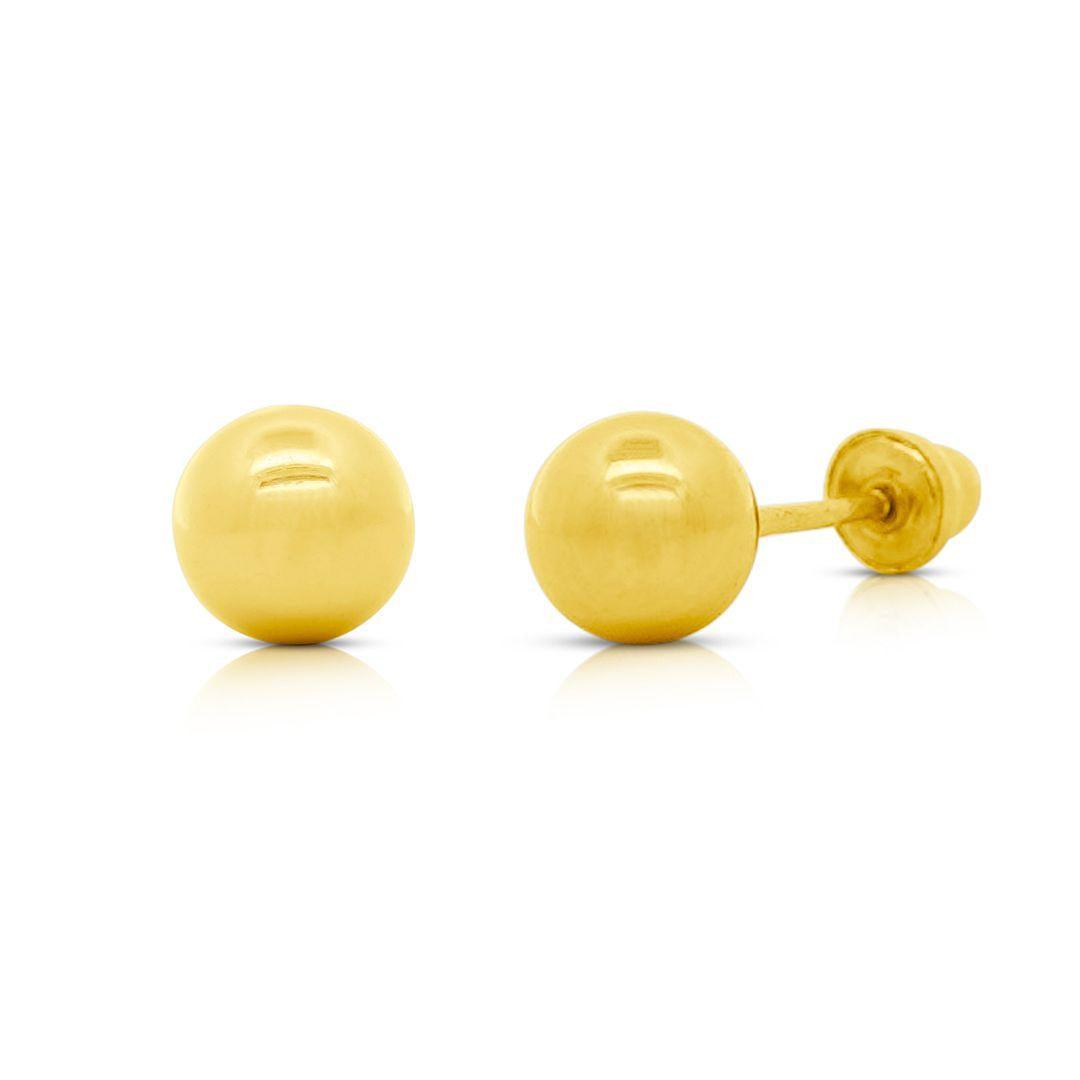 5mm Classic 14K Yellow Gold Ball Stud Earrings In Screw Backs – ASSAY
