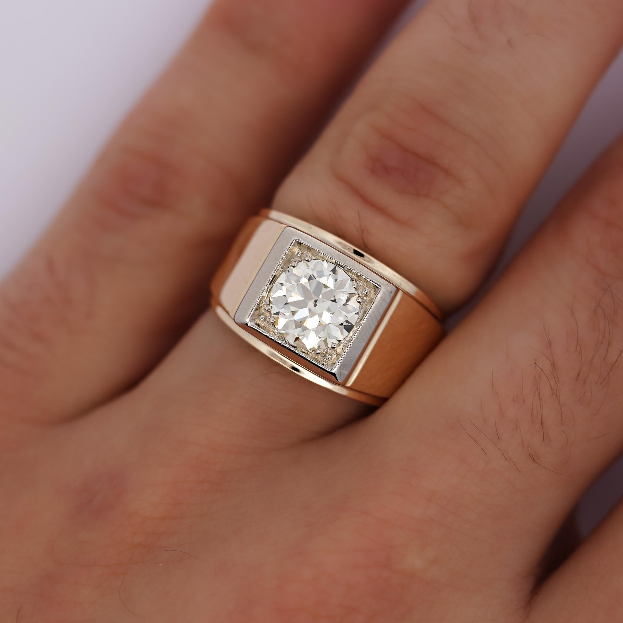 GIA Certified 2 Carat Diamond in 14K Gold Solitaire Men s Ring