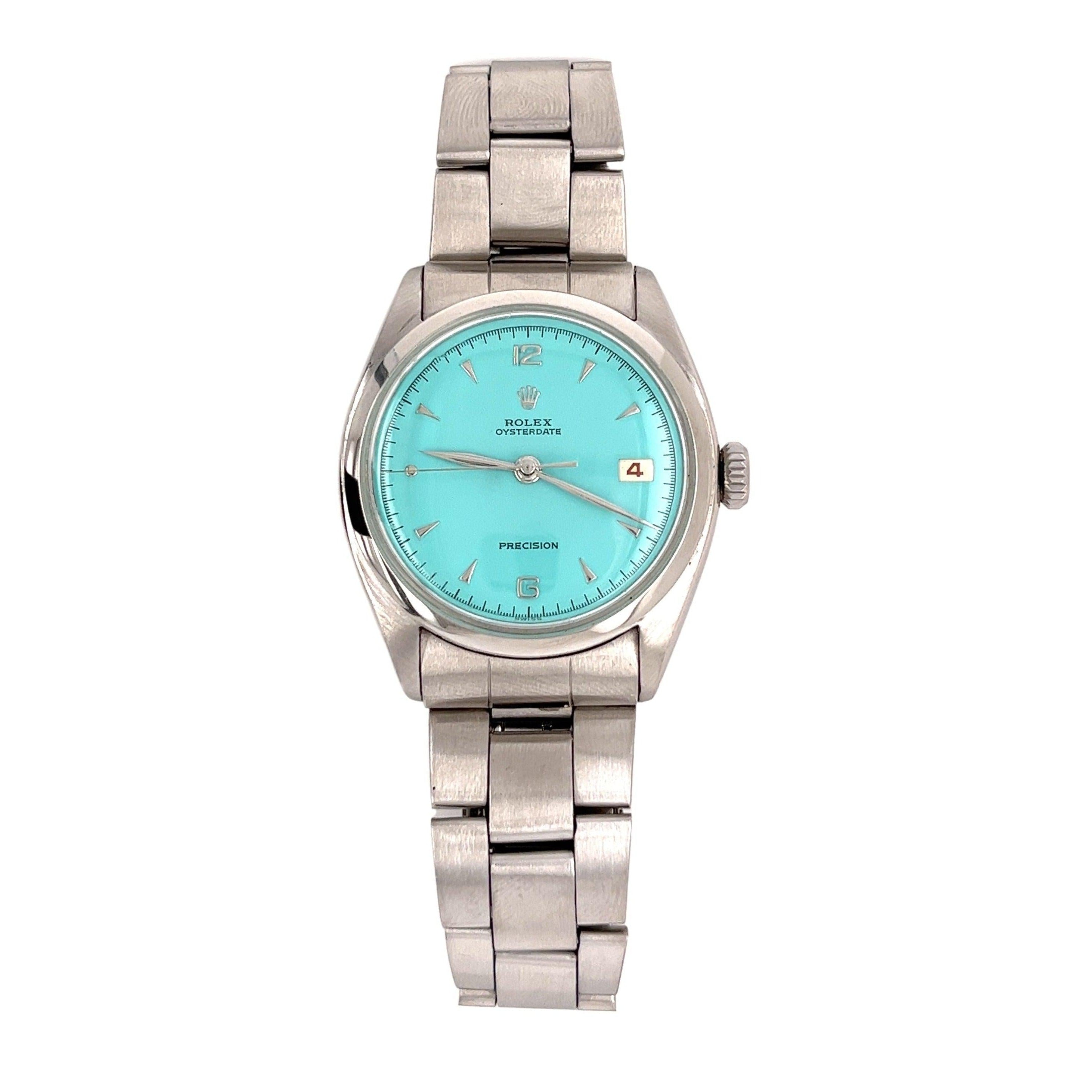 Vintage 1963 Rolex Turquoise Blue Oyster Date Precision 36mm – ASSAY