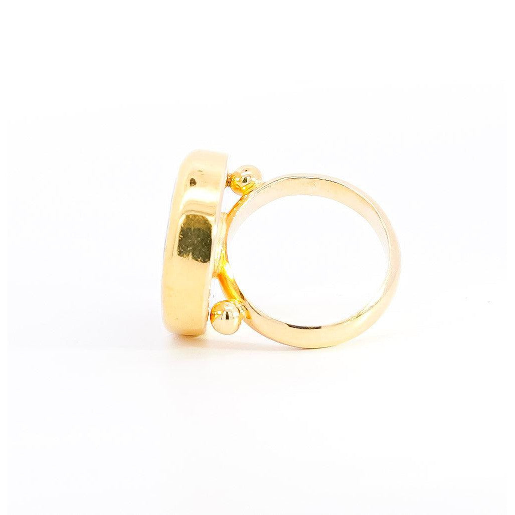Vintage 22K Enamel and Gold "Auspice Maria" Saint Mary motif Christian ...